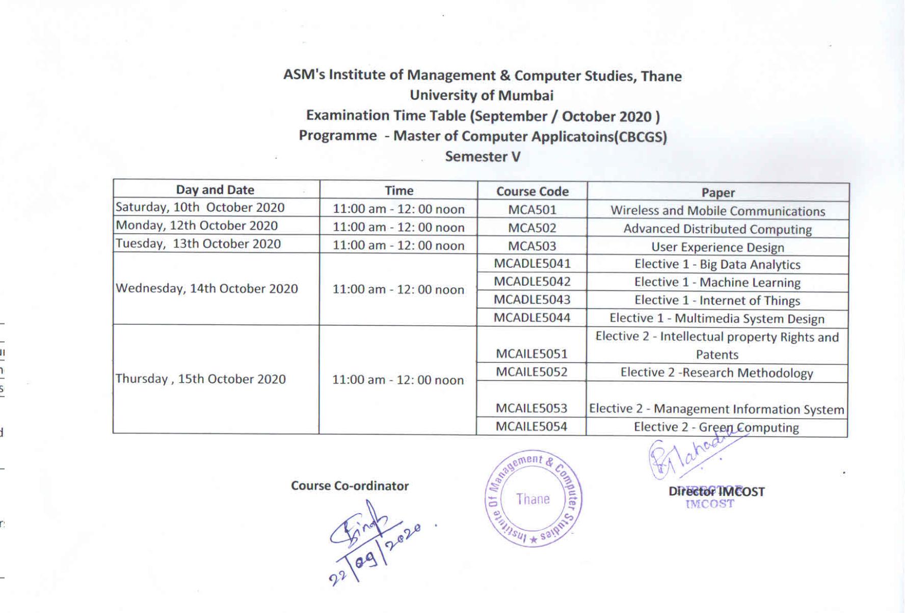 Download Time Table